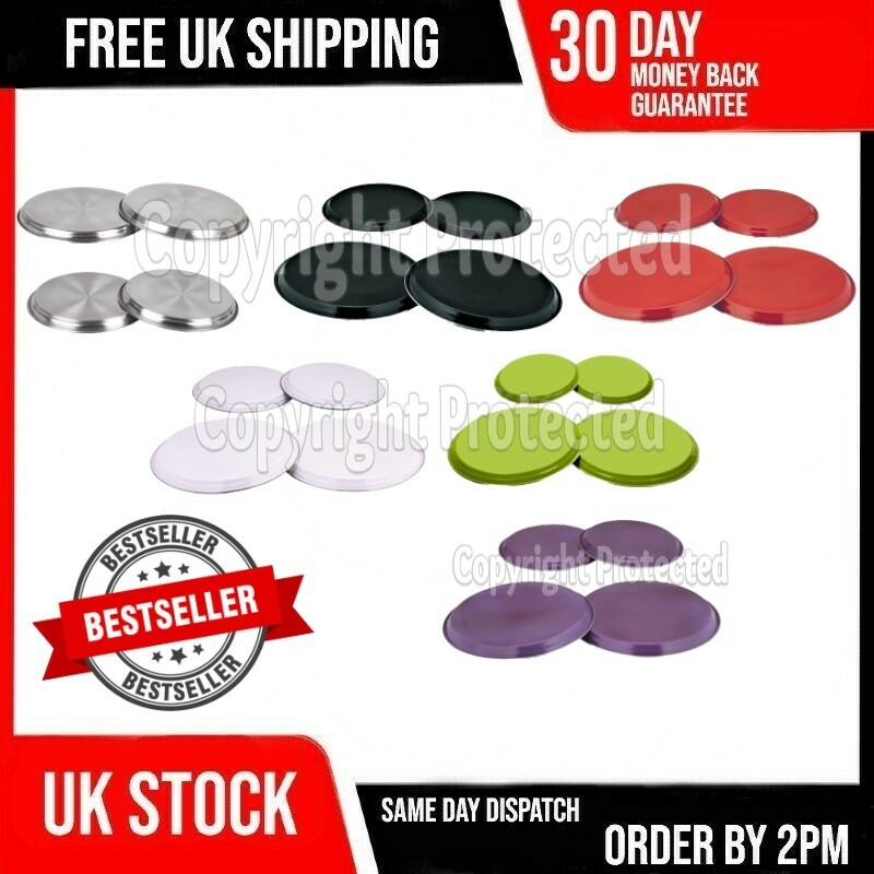 4PC SET OF COLOUR STAINLESS STEEL METAL ELECTRIC COOKER HOB RING COVER ...