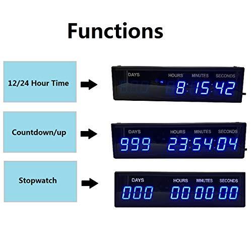 Blue 1.8" 9Digits Large LED Countdown Count Up Days Clock with Remote ...