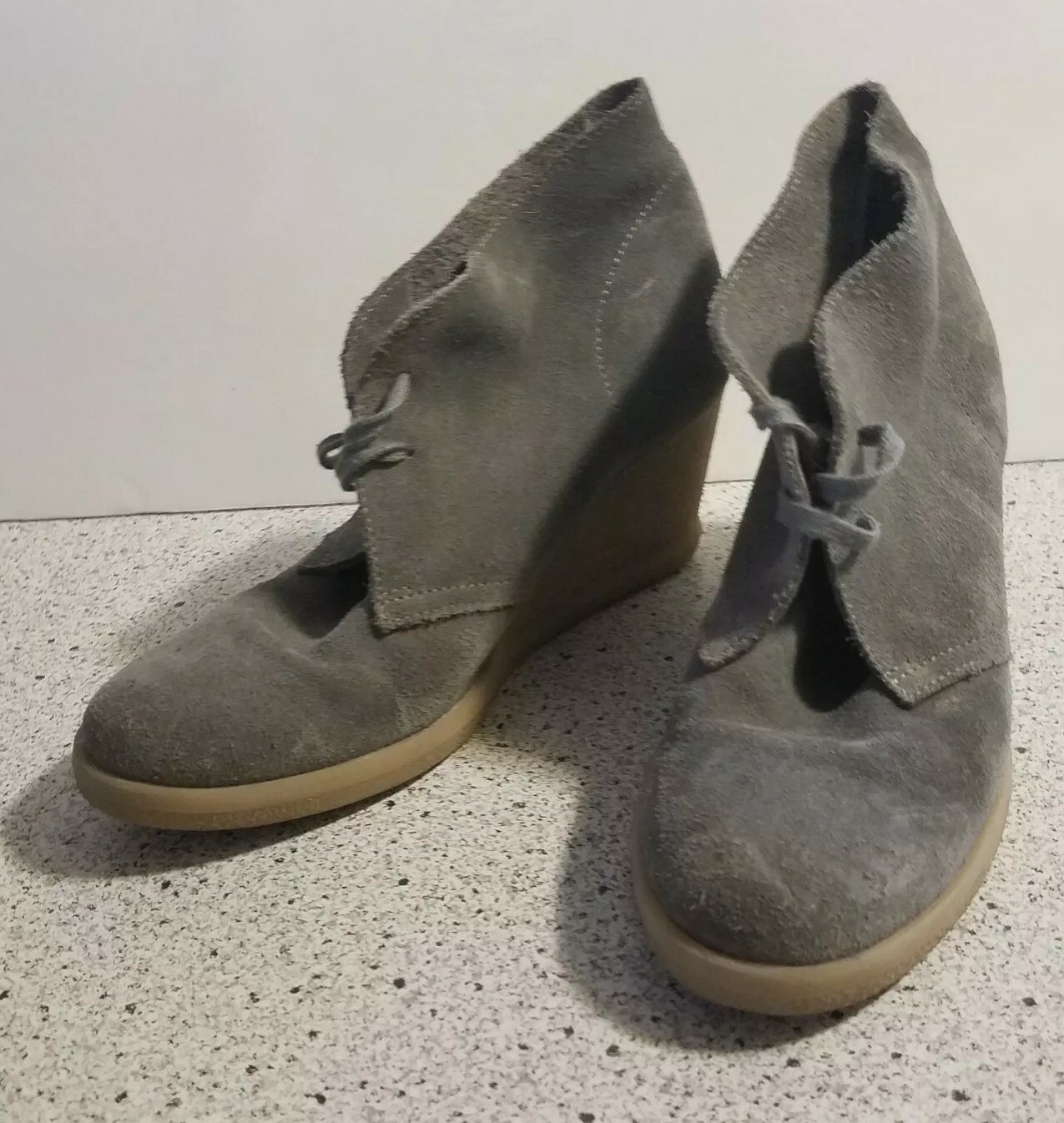 J Crew MacAllister Suede Lace Up Boots Size 8 Gray Wedge Ankle Booties ...