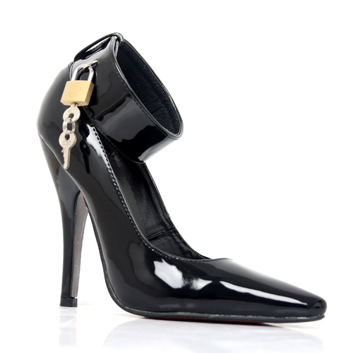 Fetish pointed stiletto high heel BDSM lockable padlock pumps sexy 4 ...
