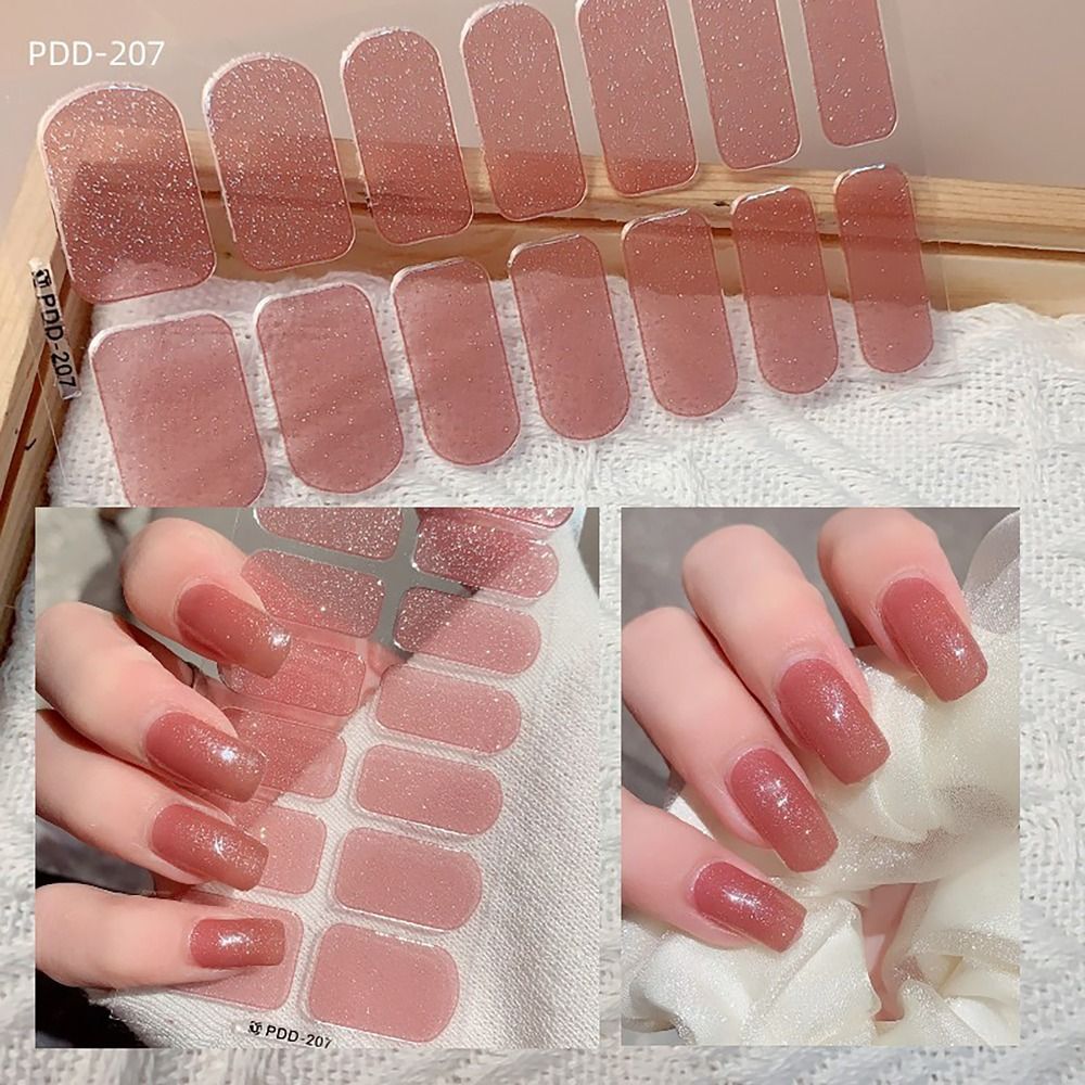14Strips Nail Patch Semi Cured Gel Nail Polish Strips DIY Nail Art ...