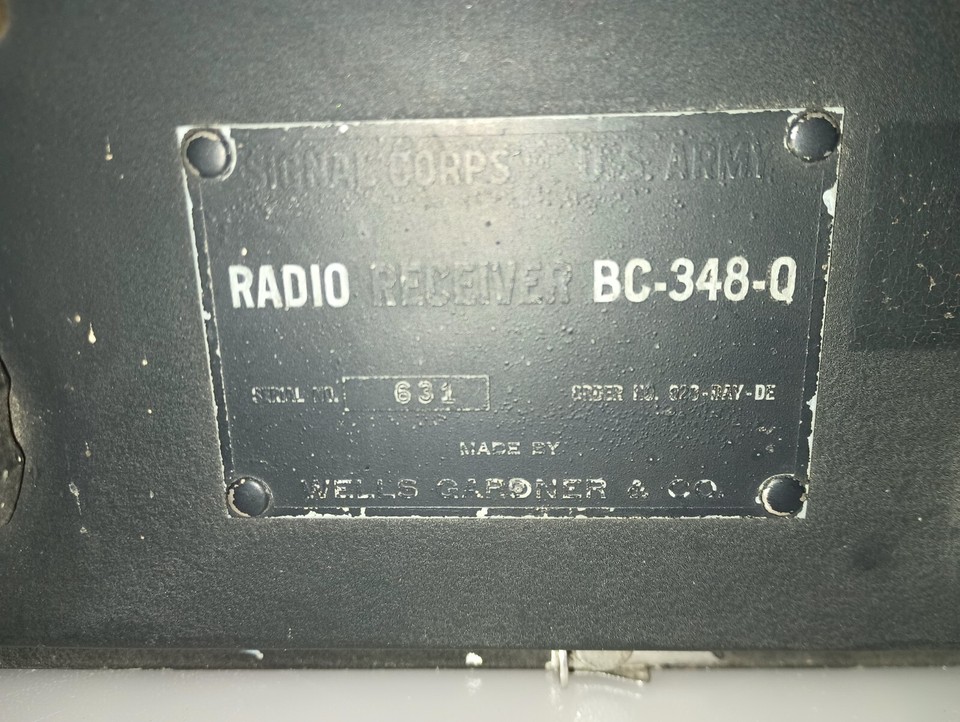 U. S. Army Signal Corps BC-348-Q Aircraft Radio Receiver Wells Gardner ...