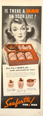 1940 Seaforth For Men Christmas Vintage Print Ad Cologne Lotion Man On ...