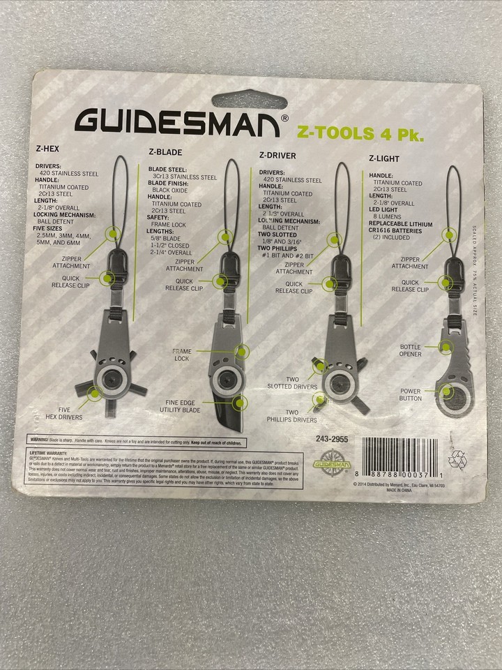 Guidesman Z-Tools 4-Pack LED Light Screwdriver Blade Hex Tool Driver ...