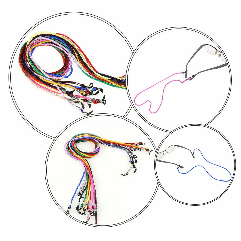6 PCS Of Multi Colors Nylon Cord Eyeglass Holder Sunglass Neck String ...