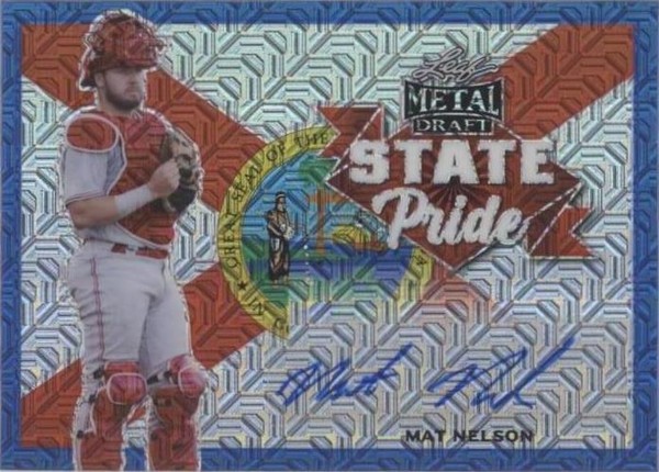 2021 Leaf Metal Draft - State Pride Blue Mojo #SP-MN1 Mat Nelson /10 ...