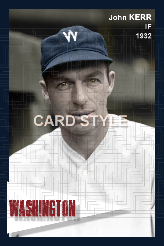John Kerr - 1932 Washington Senators - choose a style - colorized print ...