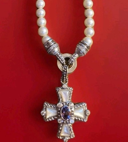 Judith Ripka Sterling Amethyst Enhancer Pendant Maltese Cross Necklace ...