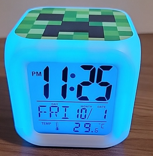 Minecraft Creeper LED Glowing Night Light Digital Alarm Clock Desk by ...