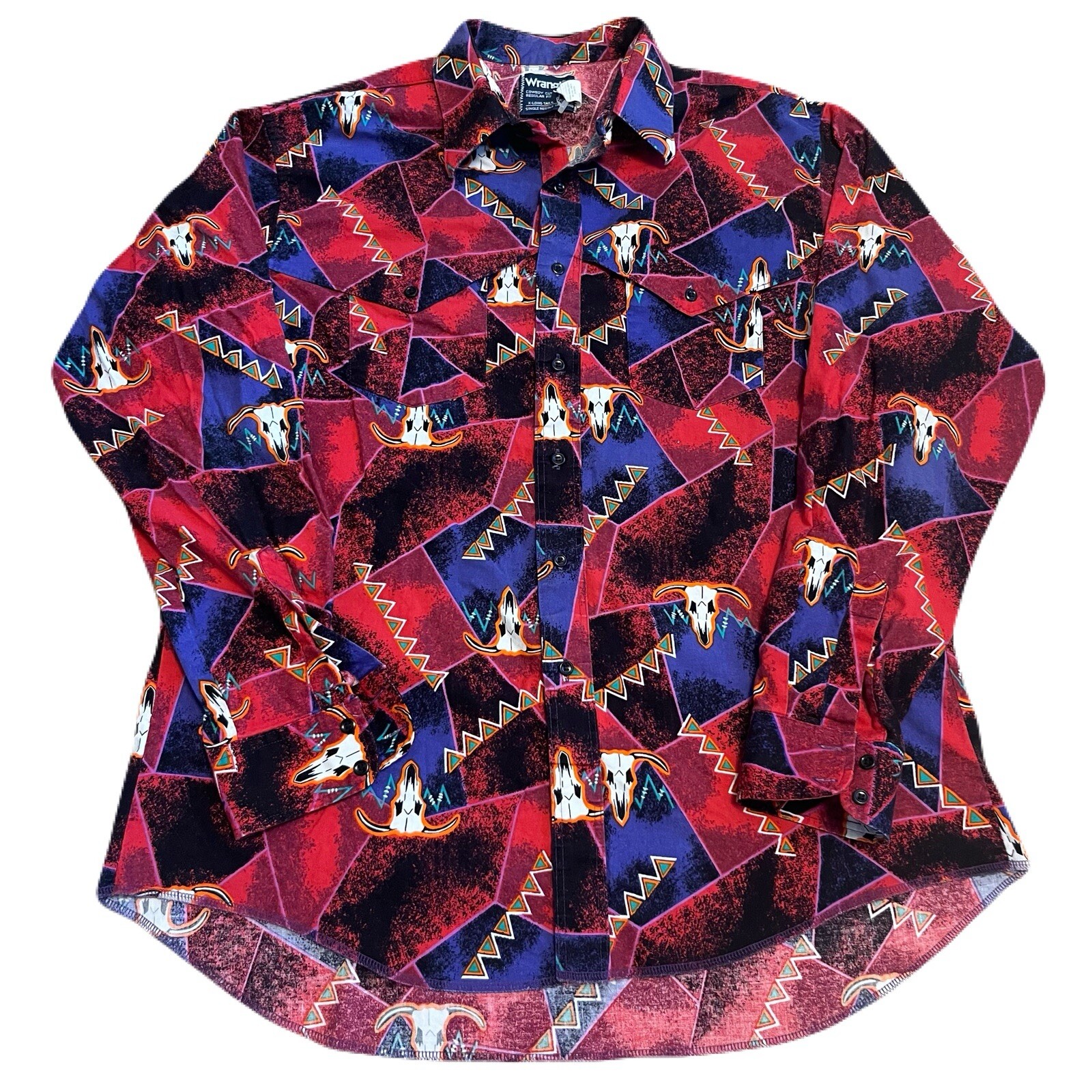 Vintage Wrangler Aztec Cow Skull Lightning Cowboy Cut… - Gem