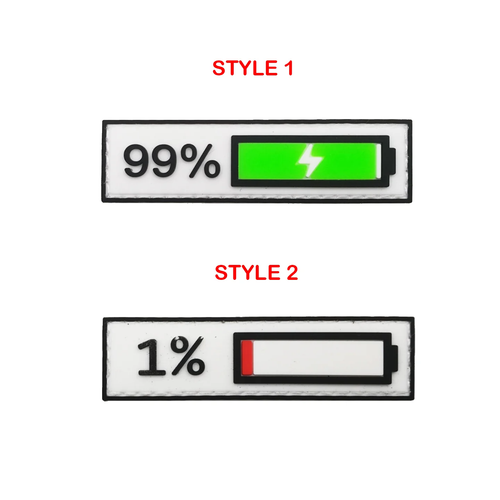 Funny Battery Level 1 OR 99 Percent PVC Hook and Loop Morale Patch FREE ...
