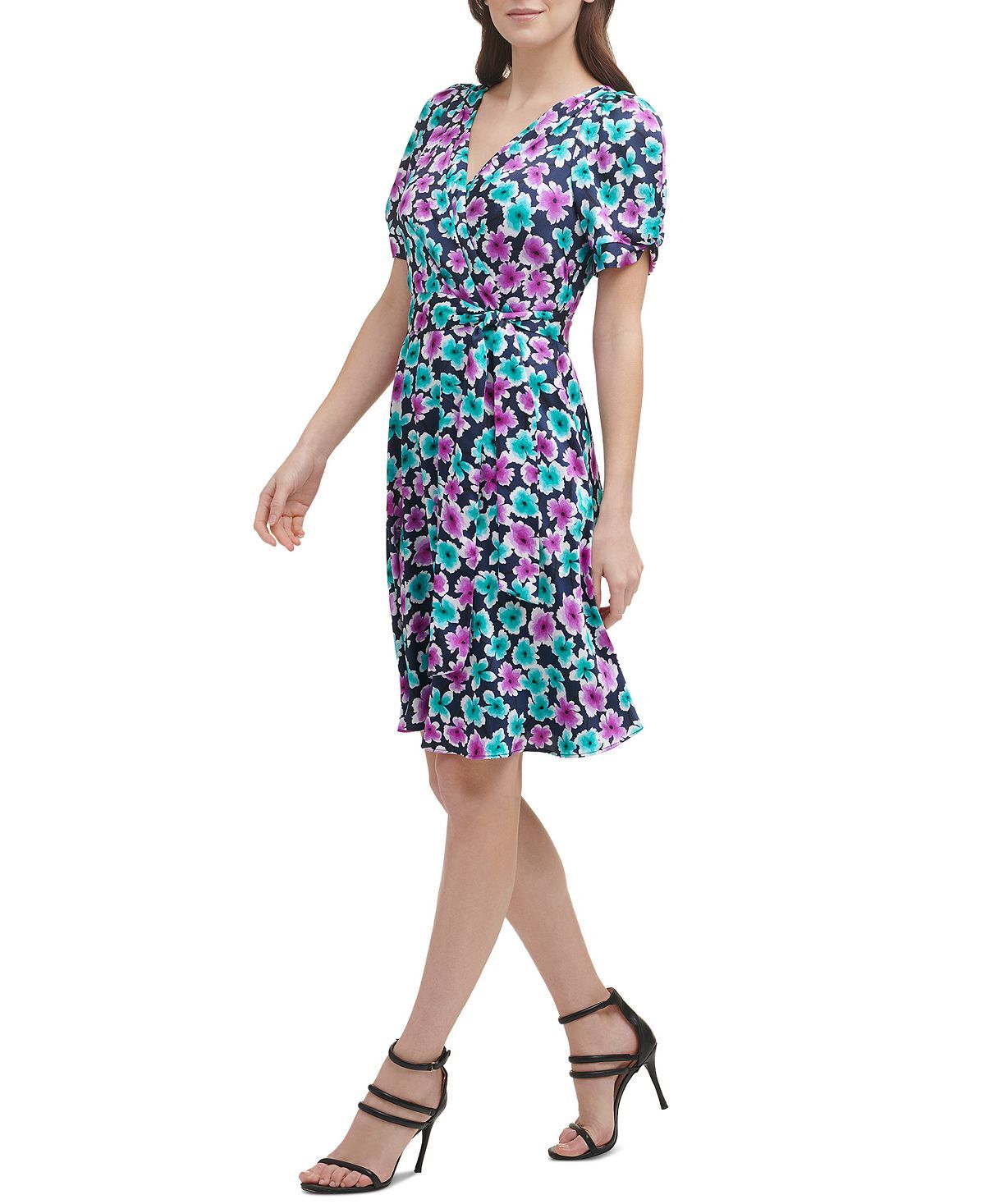 DKNY+Women%27s+Short+Sleeve+V+Neck+Fit+%26+Flare+Dress+Blue+Size+4 for ...