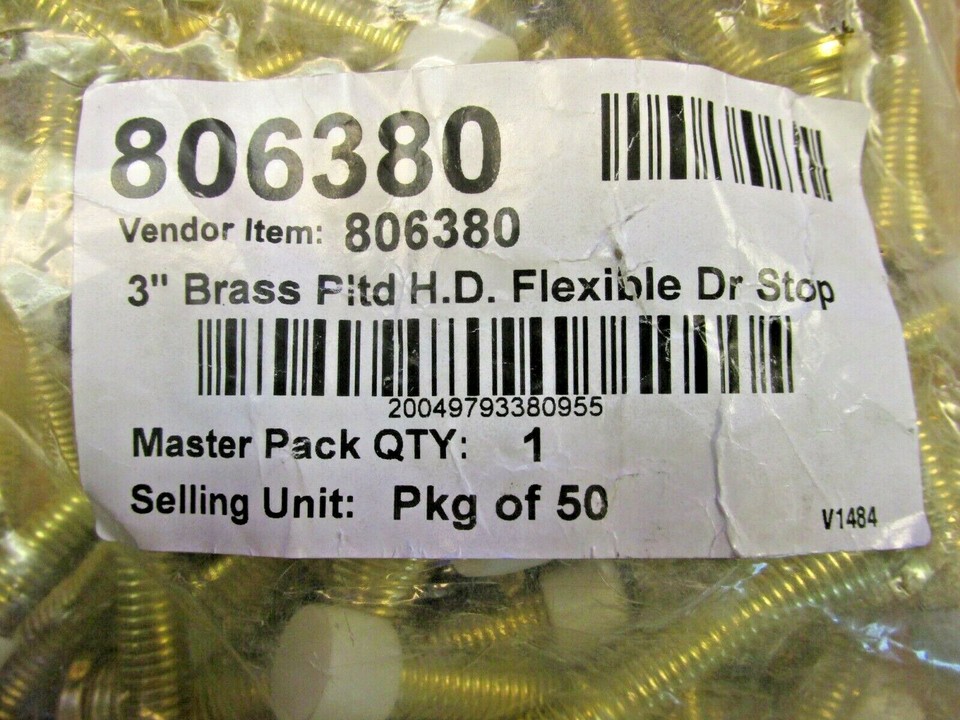 New. Ultra Hardware 3" Brass Flexible Door Stop (Lot Of 50) Cat# 806380 ...