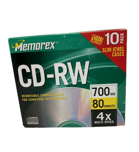 Memorex CD-RW 10 Pack 4X 700MB 80 Min Compact Discs Rewritable Brand ...