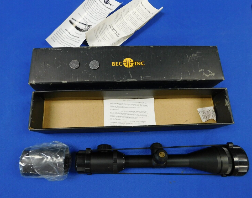 BEC INC Gold Label MOd GLI39x44M Lighted P-4 Reticle Scope Appears New ...