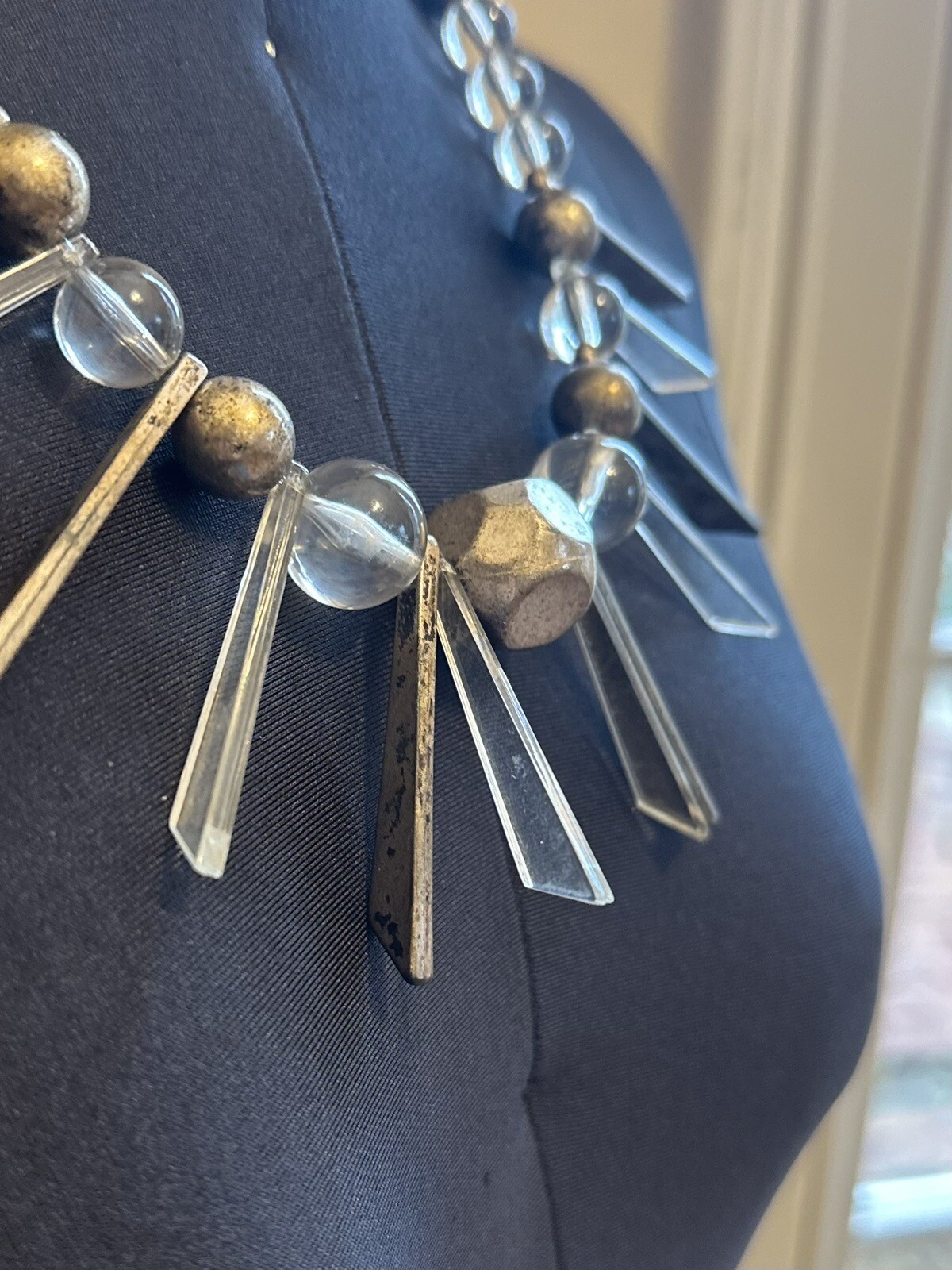 Rare 1950s Geometric Daggers & Clear Lucite Silver To… - Gem