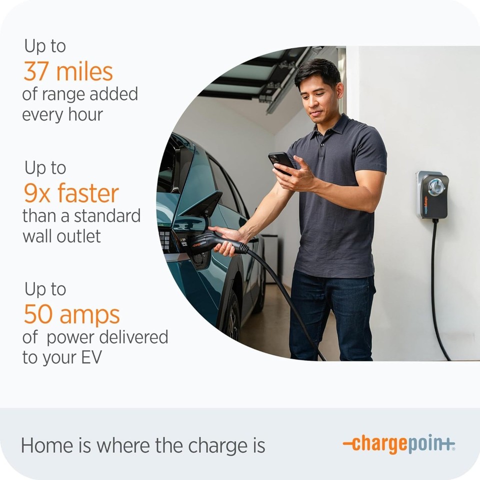 ChargePoint HomeFlex Level 2 EV Charger J1772 Hardwired for Electric ...