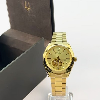 Bulova Surveyor 97A182 Automatic Men's Watch Gold Tone Dial Stainless ...
