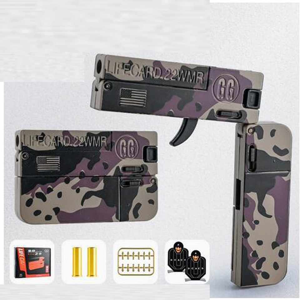 2.0 Upgraded Life card Alloy Folding Gun Toys Soft Bullet Blaster ...