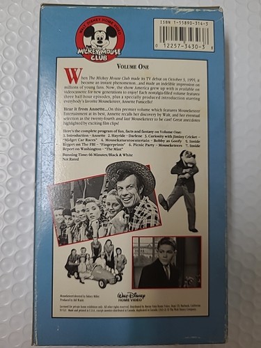 Disney The Mickey Mouse Club VHS Volume 1: 3 Episodes From 1957-58 | eBay