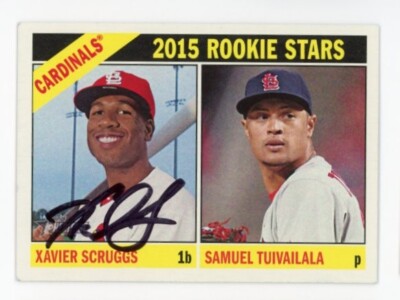 SIGNED BASEBALL CARD AUTO TOPPS HERITAGE 2015 XAVIER SCRUGGS ST LOUIS ...