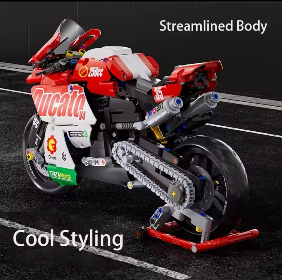 Technic Series Motorcycle V4 Building Blocks Set Super Motorbike Model ...