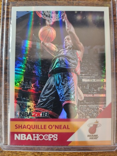 2017-18 NBA Hoops Shaquille O'Neal NBA2K18 Holo Foil #34 Miami Heat HOF ...