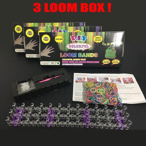 3x Loom Bands Box Kit Sets 1800 Loom Bands Board Tool Set DIY- AU STOCK ...