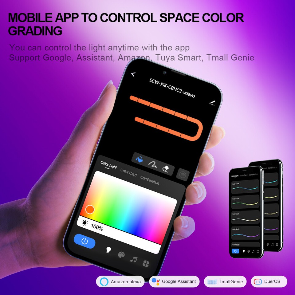 9PCS RGB Wall Splicing Lights APP Smart Control Dimmable LED Gaming ...