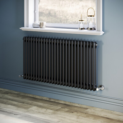 Traditional Radiator Cast Iron 2 Double Column Black Vintage Rads ...