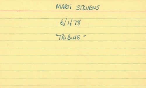 Marti Stevens Actress Singer 1978 TV Movie Autographed Signed Index ...