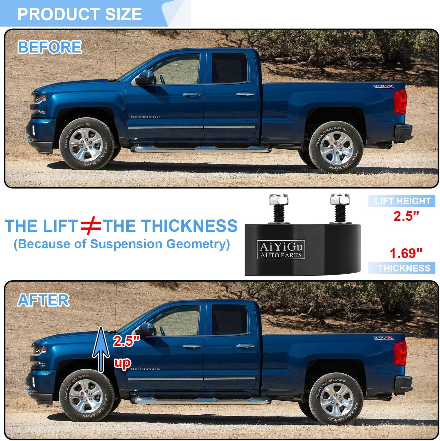 2.5'' Front Level Lift Kit for 2007-2022 Chevy Silverado GMC Sierra ...