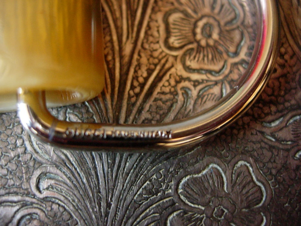 Ultra RARE Vintage GUCCI Horn Key Ring Charm Keychain Tag Accessory GG ...