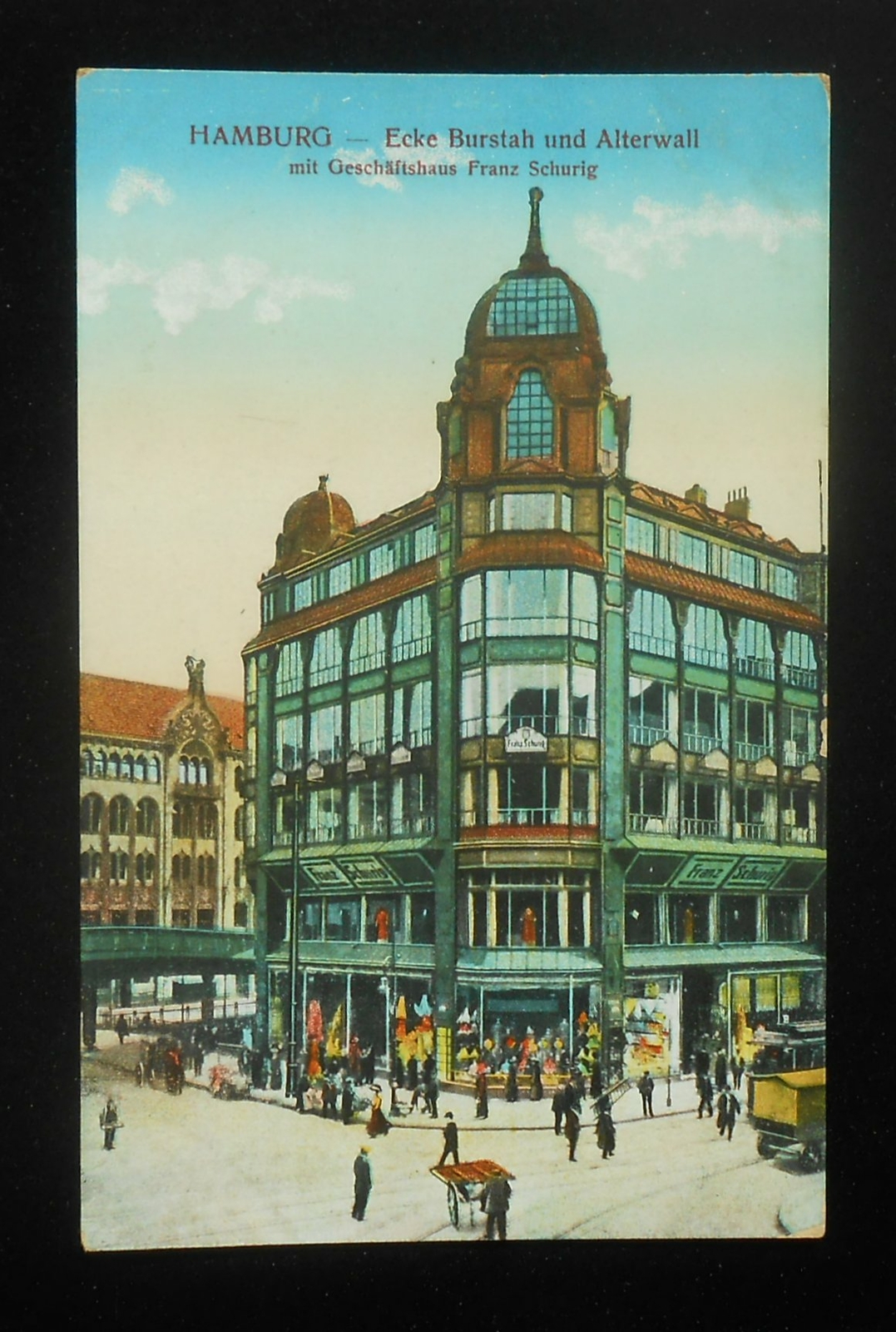 1900s Ecke Burstah und Alterwall Geschäftshaus Franz Schurig Hamburg ...