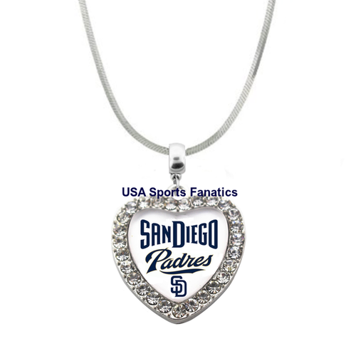 San Diego Padres 925 Necklace or Earrings or Set Team Heart With ...