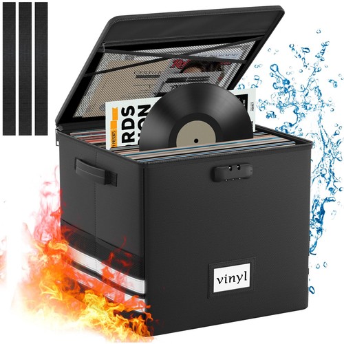 Vinyl Record Storage Large Box With Lock Fireproof Waterproof Resistant ...