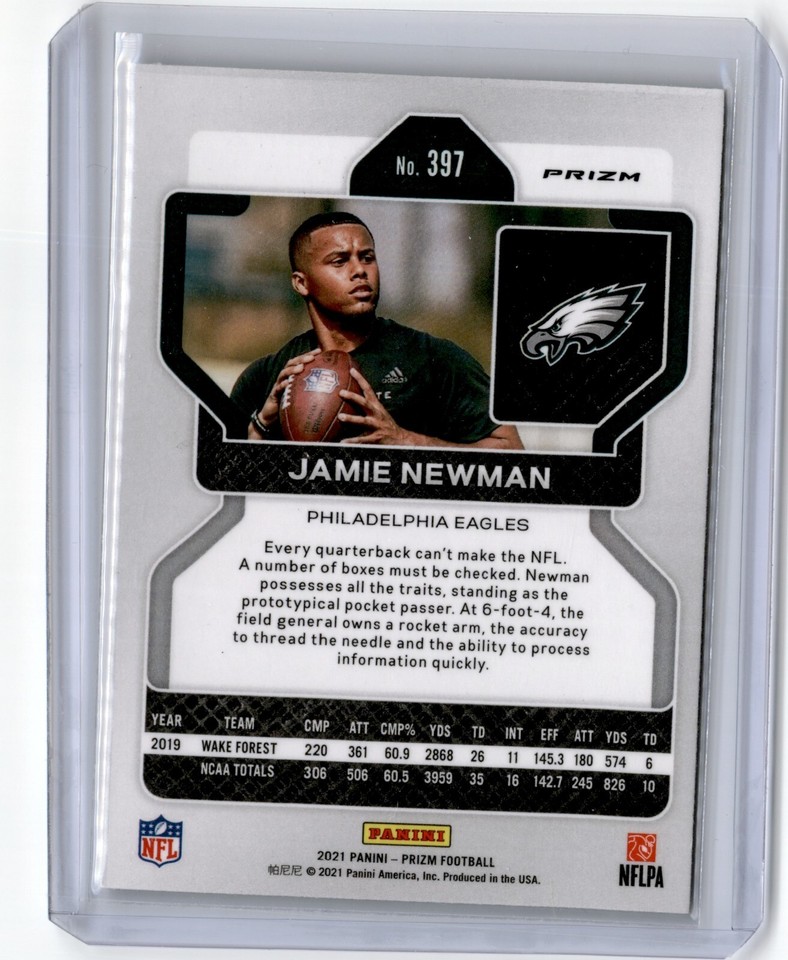 Jamie Newman 2021 Panini Prizm Silver Prizms Rookie Parallel #397 ...