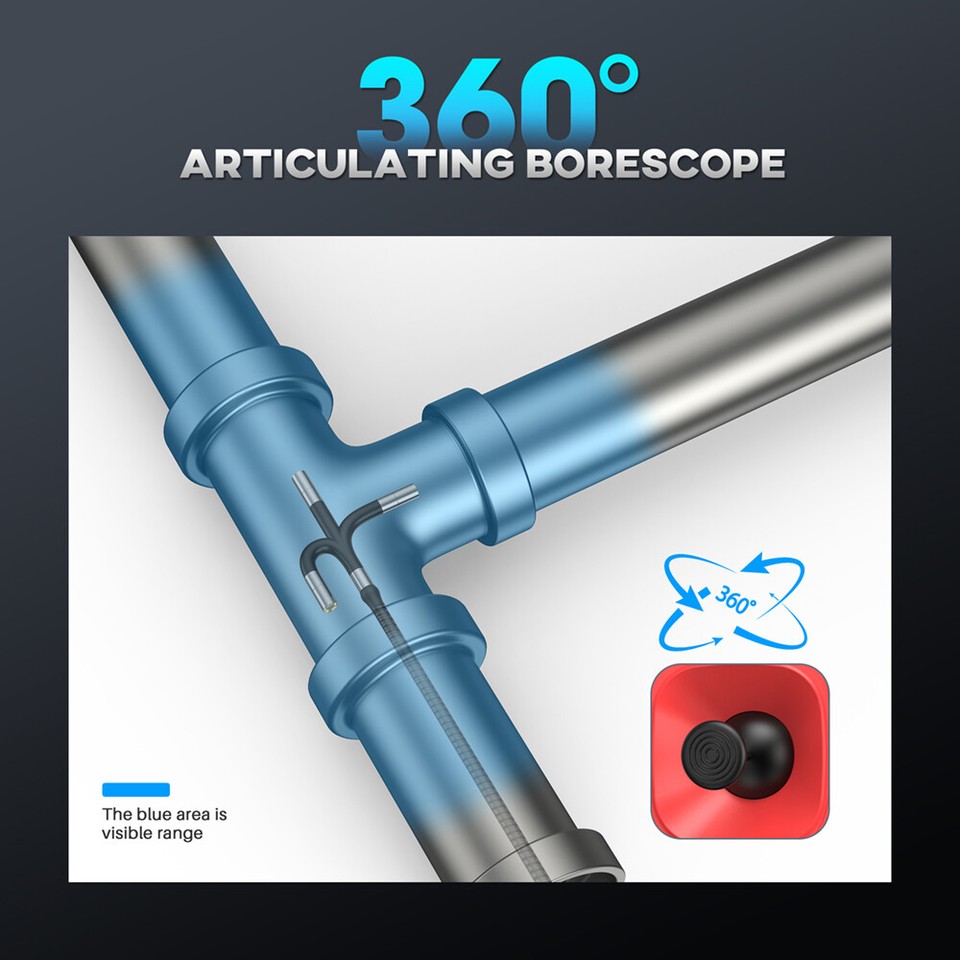 Articulating Borescope Endoscope Inspection Camera w/ Two-Way ...