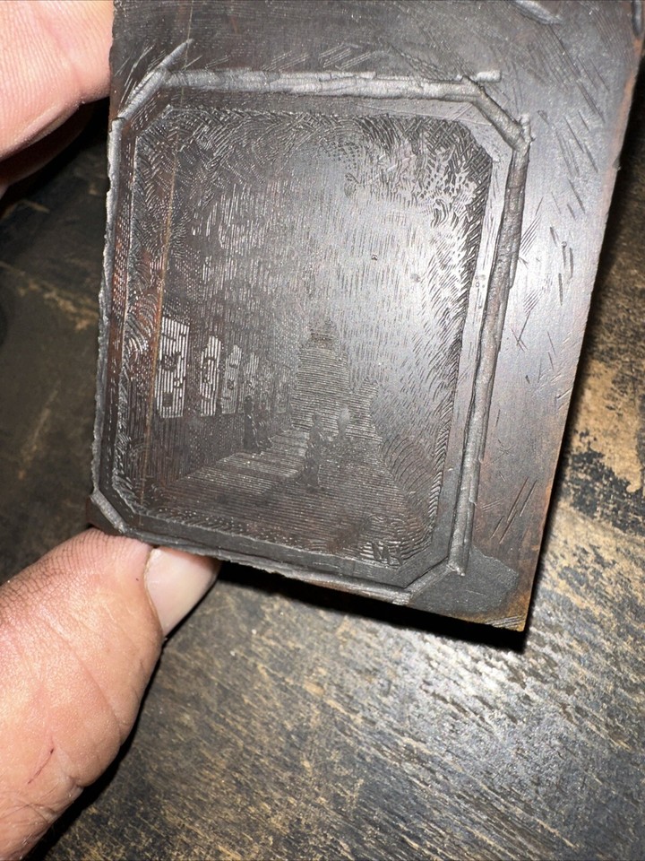 Printing Block “People Outdoors, Looking At Art “ ?? Type Cut | eBay