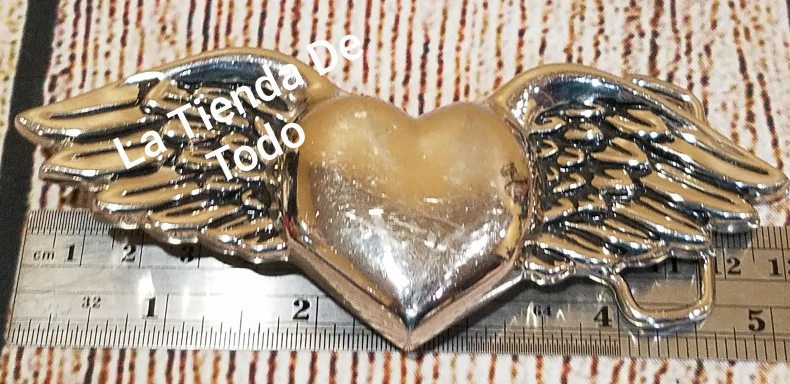 ANGEL WINGS HEART WINGED FLYING METAL CHROME BELT BUC… - Gem