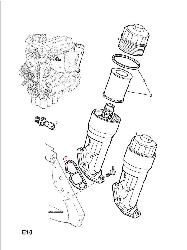GUARNIZIONE SEDE FILTRO OLIO OPEL ASTRA G H J CORSA C D - OPEL 5650369 ...