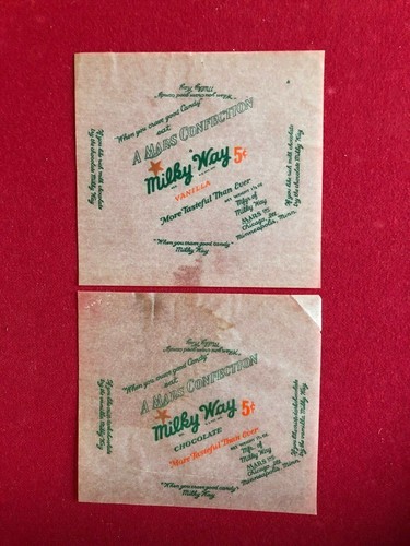 1940's, Milky Way, (2) "Un-Used" Candy Bar Wrappers (Scarce / Vintage ...