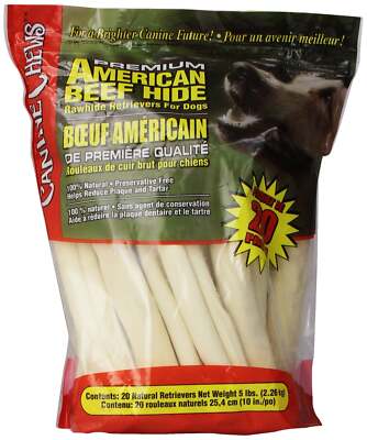 Canine Chews Premium American Beef Hide Natural Rawhide 20 Pack 10 ...