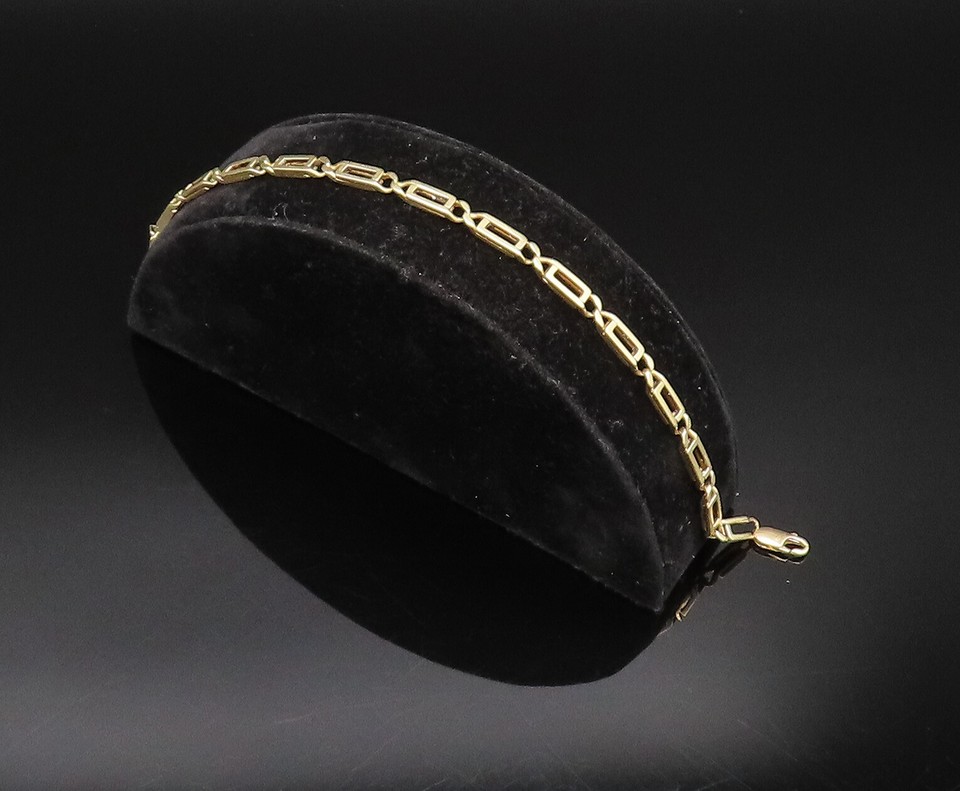 14K GOLD Vintage Precious Open Rectangle Link Bracelet GBR057 | eBay
