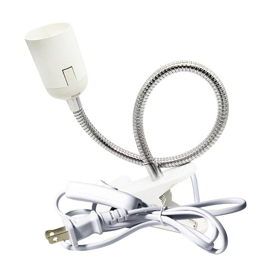 Flexible Desk Lamp Holder E27 Base Light Socket Clip-on Cable with on ...