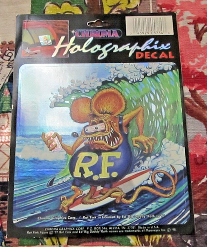 Vintage 1998 holigraphix decal Big Daddy Ed Roth's surfing Rat Fink by ...