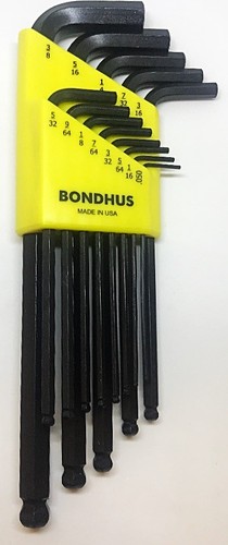 Bondhus 13 Piece Imperial Ball End Hex Allen Key Set .050- 3/8" BLX13 ...