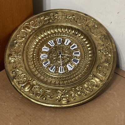 Rare Antique Ansonia Hanging Wall Clock Round Brass Shield God of North ...