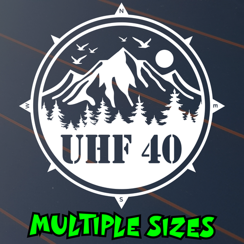 UHF 40 Sticker Decal Caravan Adventure Compass Camping Explore Mountain ...
