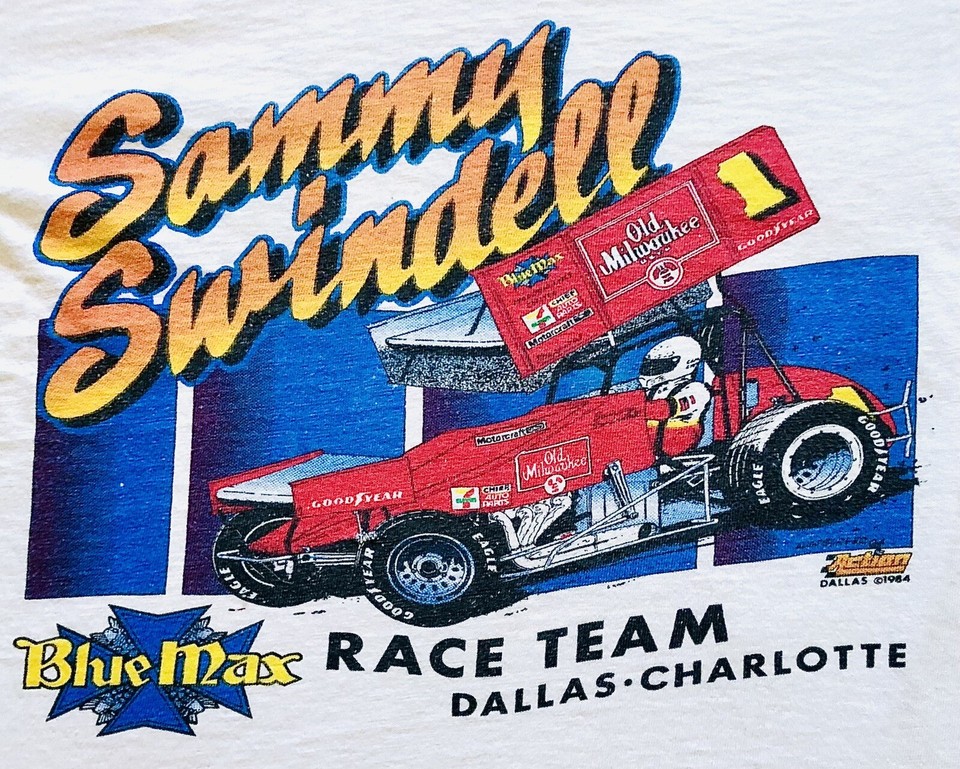Vintage 1984 Sammy Swindell Blue Max Single Stitch Sprint Car Tee Size ...